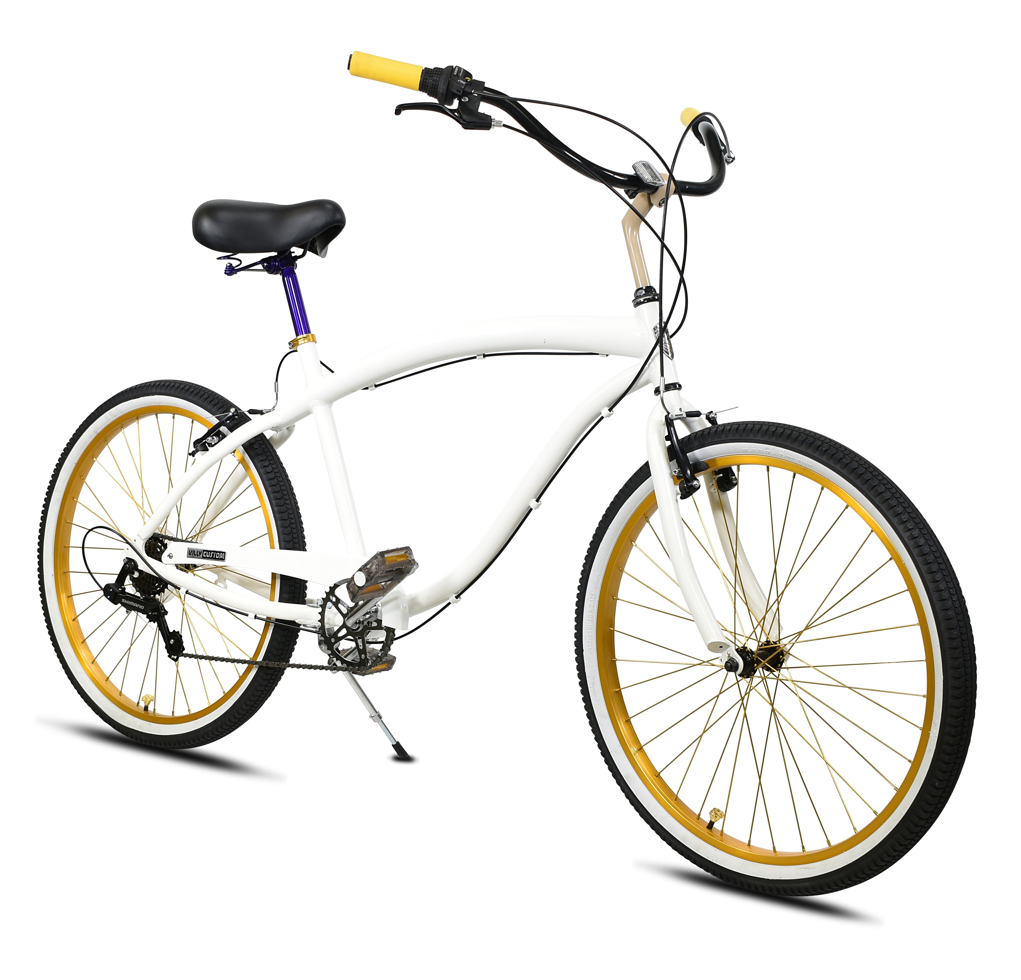 26" Villy Custom Cruiser | 7 Speed | White/Yellow - (Refurbished ...